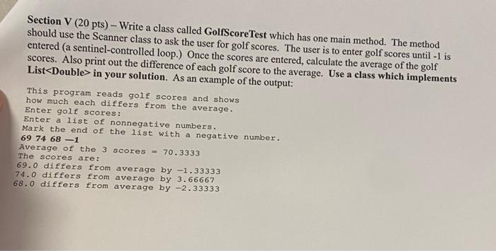 Solved Section V (20 pts) - Write a class called | Chegg.com
