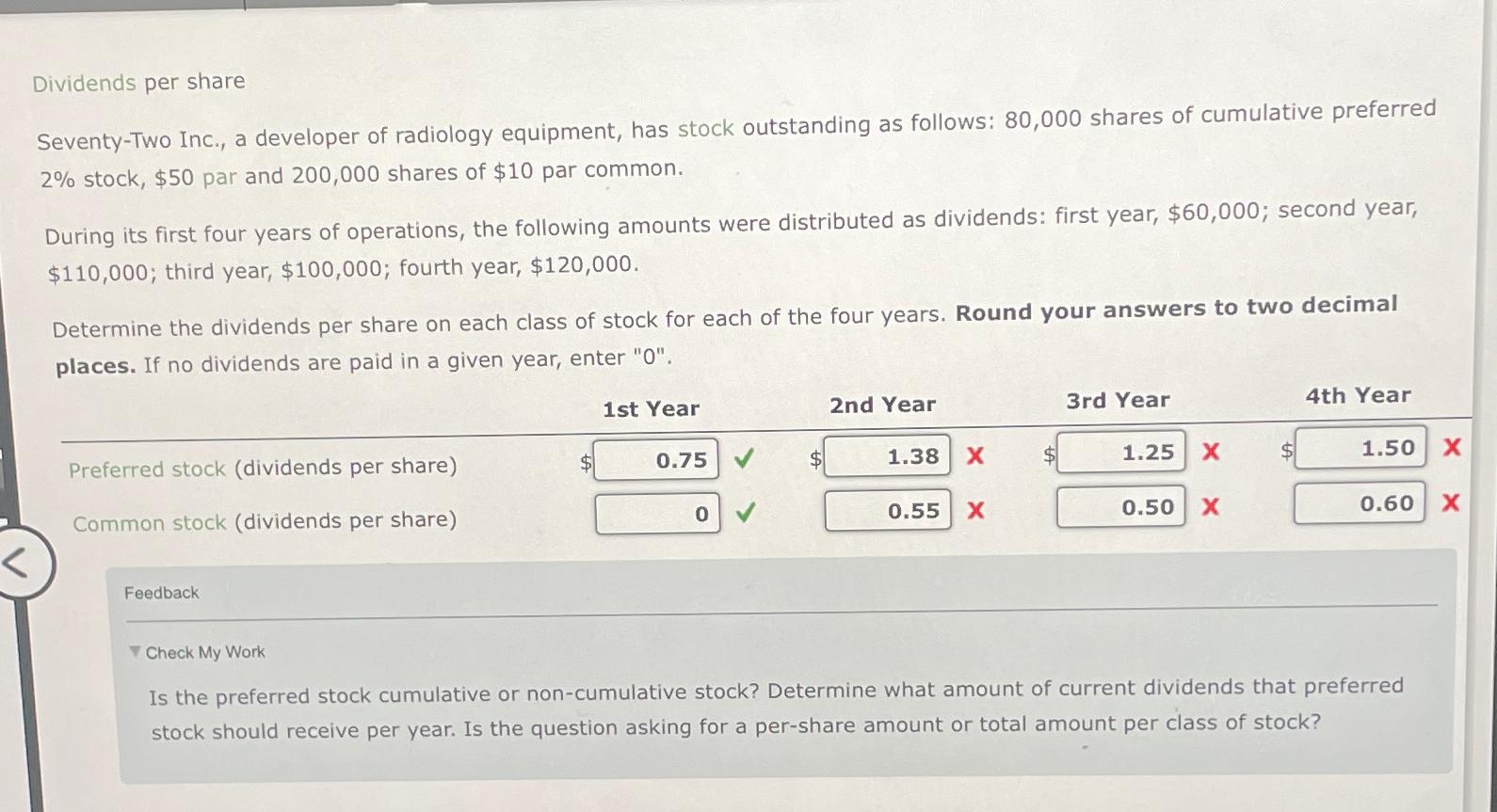 Solved Dividends per shareSeventy-Two Inc., a developer of | Chegg.com