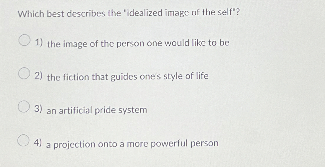 Solved Which best describes the "idealized image of the | Chegg.com