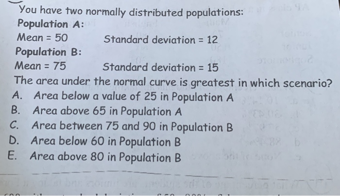 Solved You have two normally distributed populations: | Chegg.com