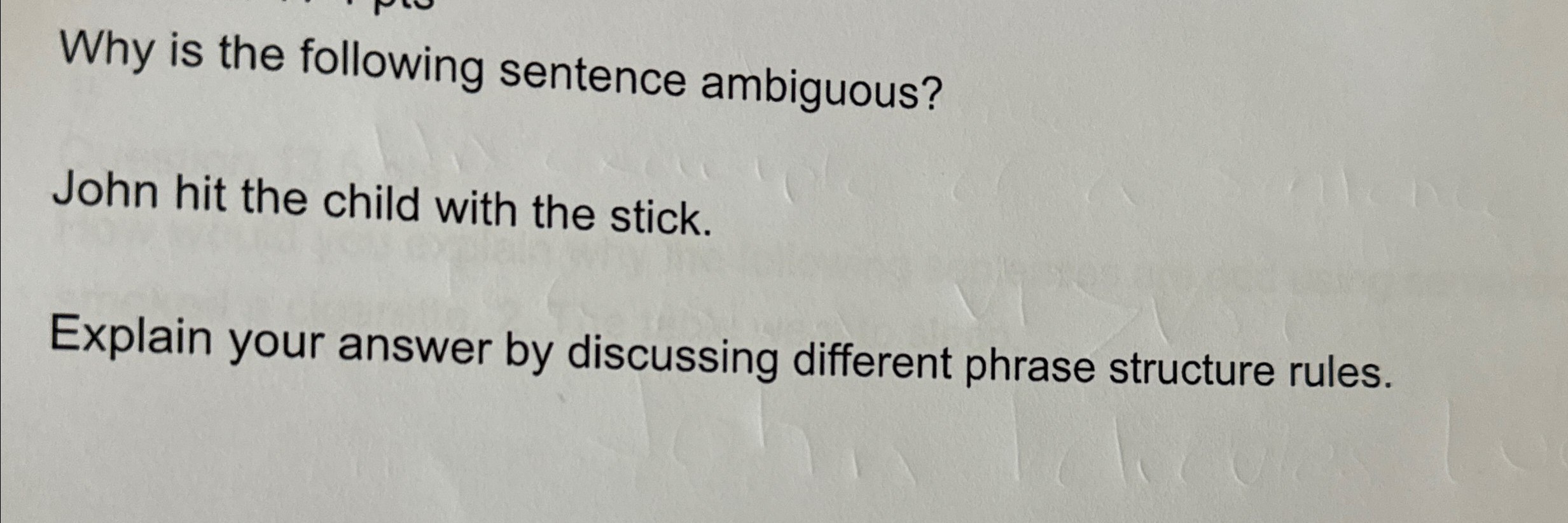 Solved Why is the following sentence ambiguous?John hit the | Chegg.com