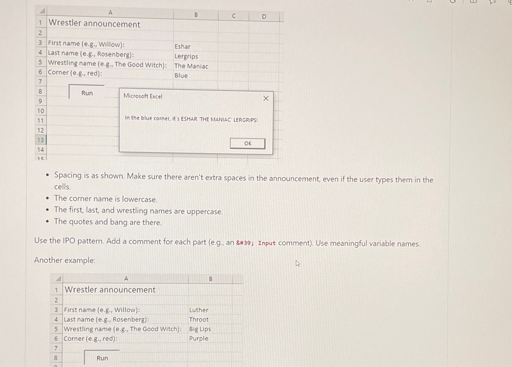 Solved Spacing is as shown. Make sure there aren't extra | Chegg.com