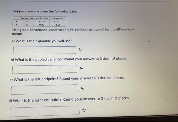 Solved Suppose you are given the following data: Using | Chegg.com