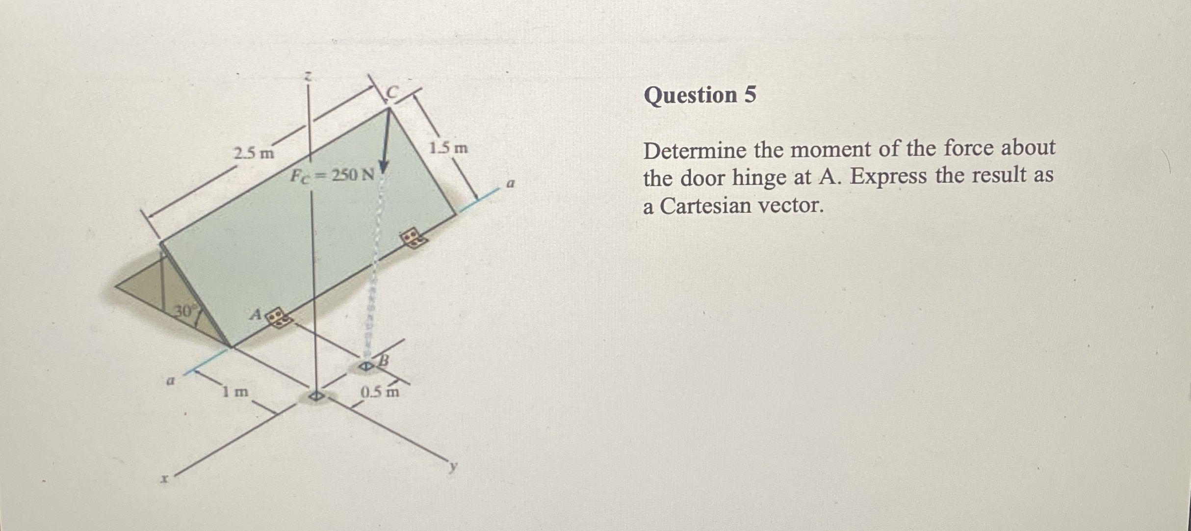 Solved Question 5Determine the moment of the force about the | Chegg.com
