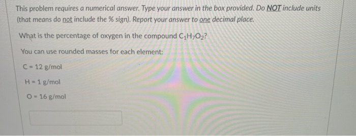 Solved This problem requires a numerical answer. Type your | Chegg.com