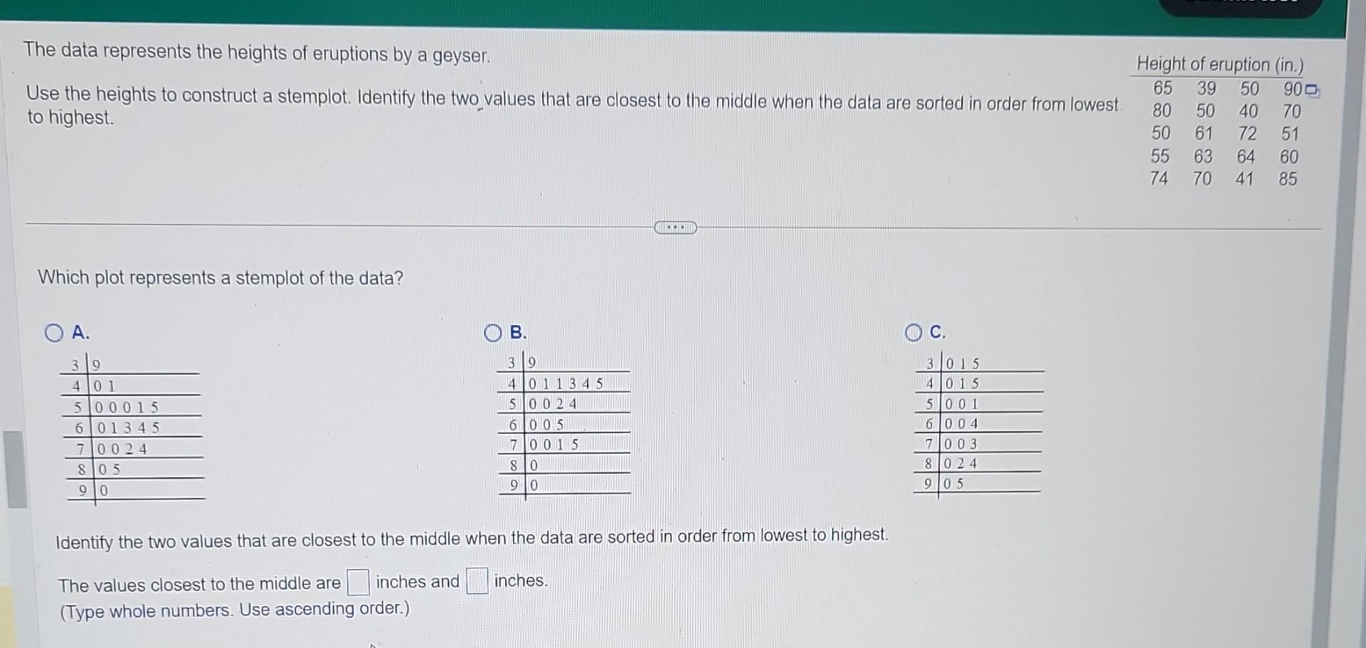 Solved The data represents the heights of eruptions by a | Chegg.com