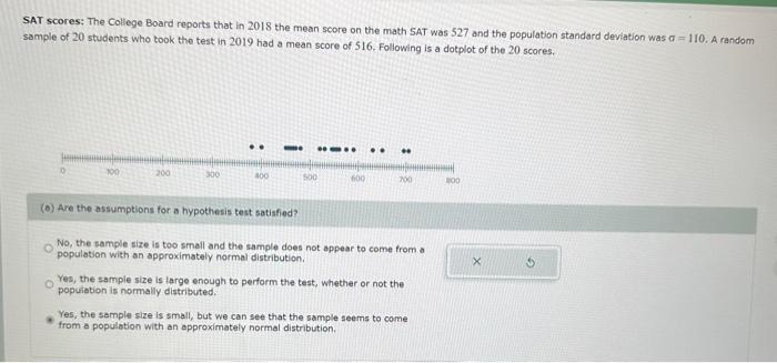 Solved SAT scores: The College Board reports that in 2018 | Chegg.com