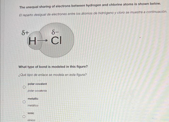 Solved The unequal sharing of electrons between hydrogen and | Chegg.com
