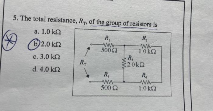 Solved 5. The total resistance, RT, of the group of | Chegg.com