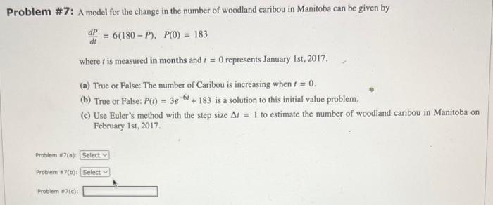 Solved blem \#7: A model for the change in the number of | Chegg.com