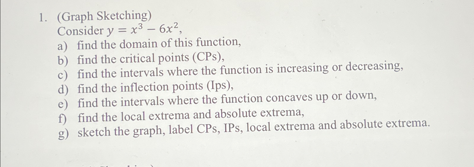 Solved (Graph Sketching)Consider y=x3-6x2,a) ﻿find the | Chegg.com