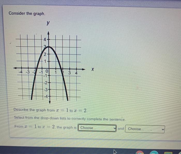 Solved Consider the graph. y 4 33-10 х -1 3 4 -24 -3+ -4 | Chegg.com