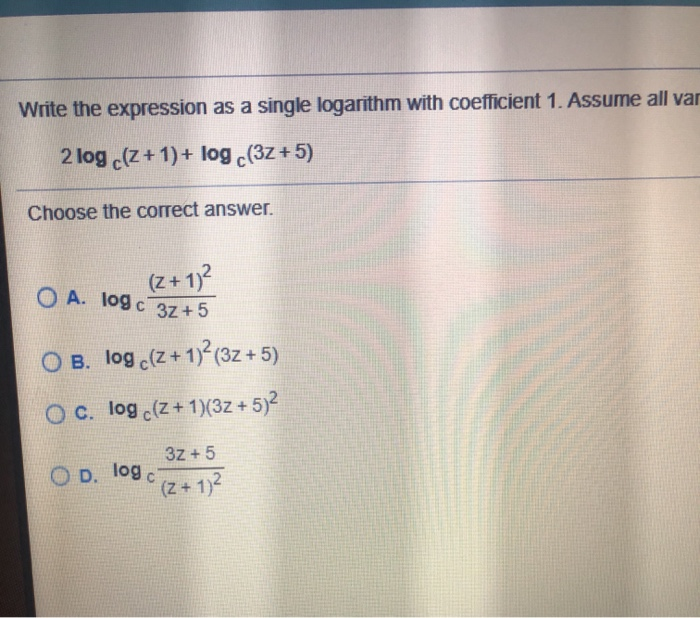 Solved Write the expression as a single logarithm with | Chegg.com