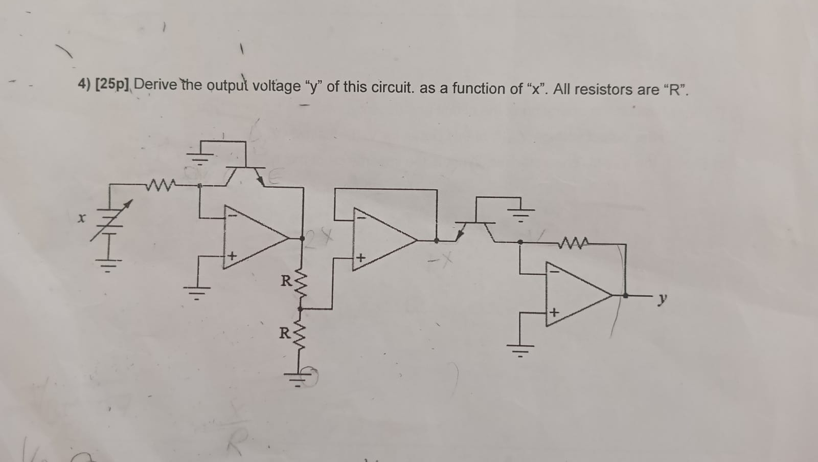 Solved [25p] ﻿Derive the output voltage " y " ﻿of this | Chegg.com
