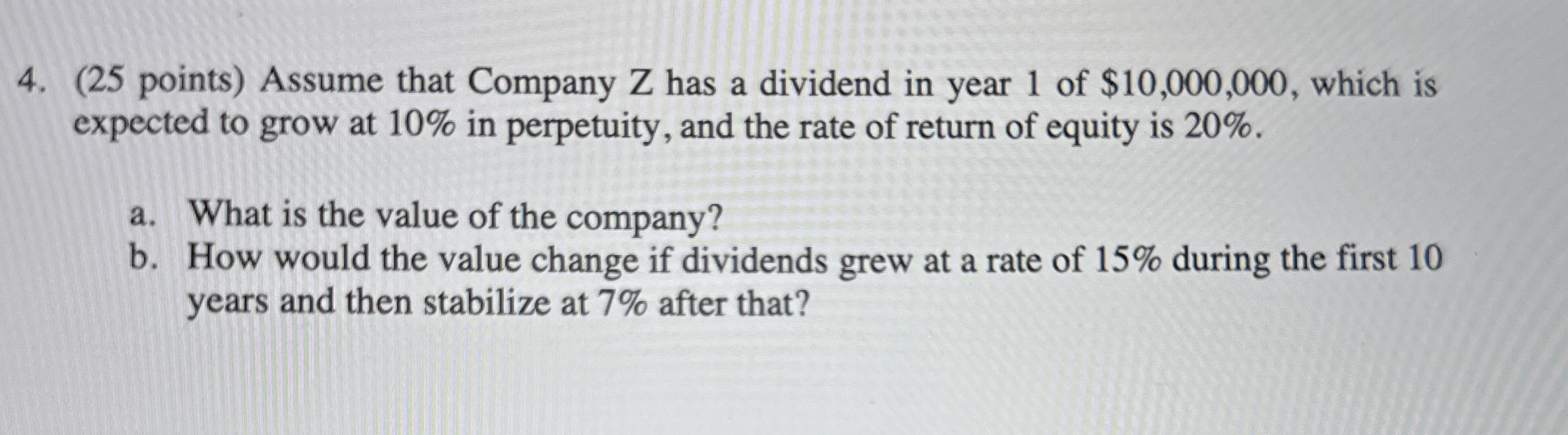 Solved Solve this in excel Assume that Company Z has a | Chegg.com