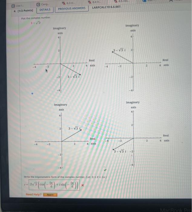 Solved Plot the complex number 3=3i Wrie the trigonametric | Chegg.com
