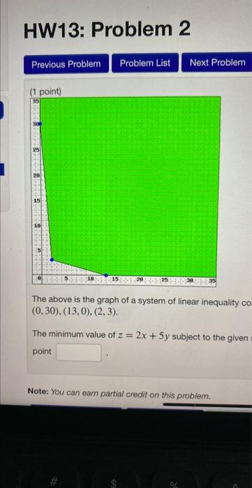 Solved The Above Is The Graph Of A System Of Linear 3595