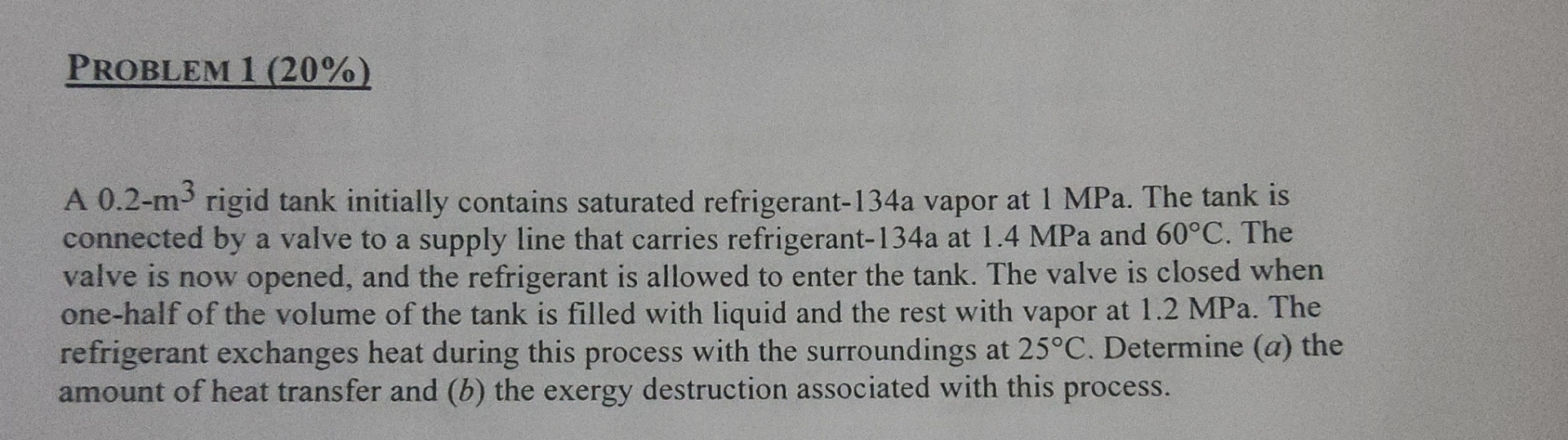 Solved PROBLEM 1(20%)A 0.2-m3 ﻿rigid tank initially contains | Chegg.com