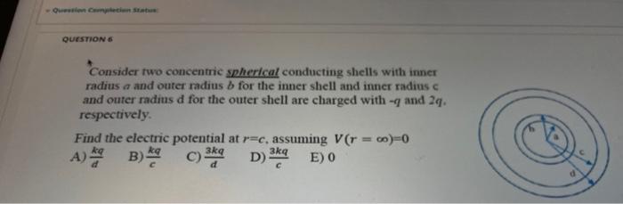 Solved QUESTION Consider two concentric spherical conducting | Chegg.com