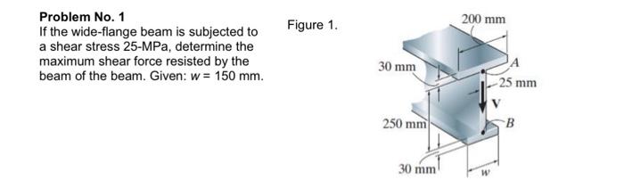 Solved Problem No. 1 If the wide-flange beam is subjected to | Chegg.com