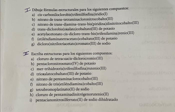 I. Dibuje fórmulas estructurales para los siguientes | Chegg.com
