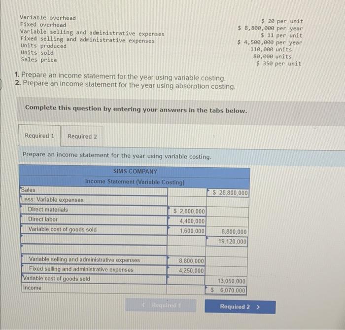1 Prepare An Income Statement For The Year Using