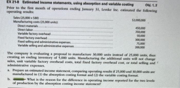 Solved The answer for A.1. must include the Operating Income | Chegg.com