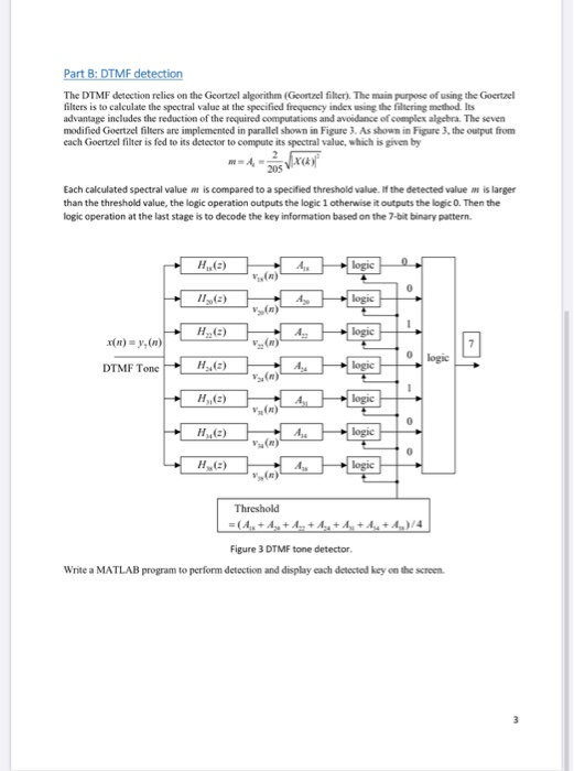 Part B Dtmf Detection The Dtmf Detection Relies On
