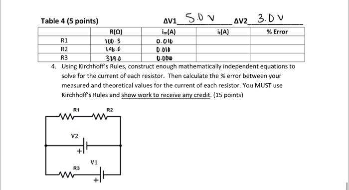 Solved Using Kirchoff's Rules, construct enough | Chegg.com