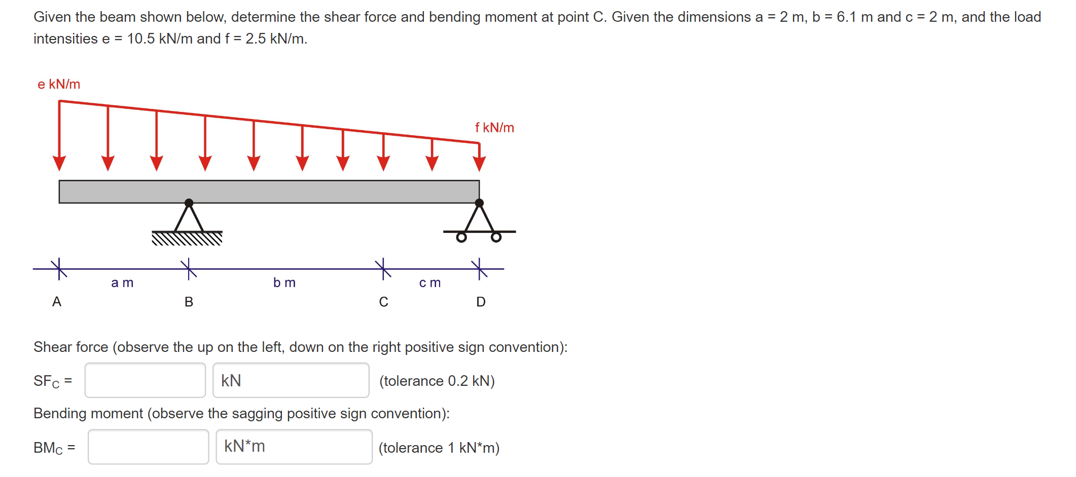 Solved Given the beam shown below, determine the shear force | Chegg.com