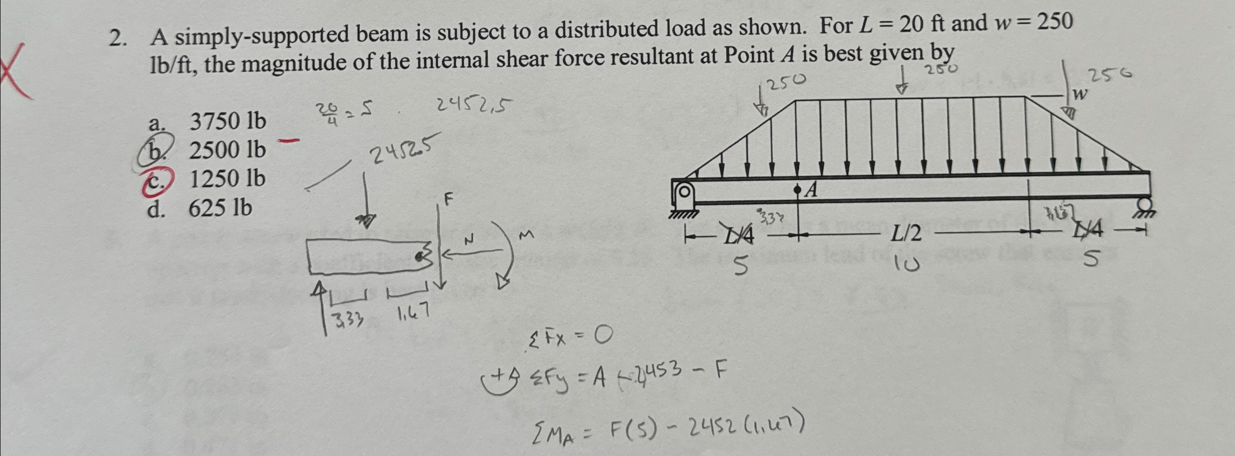 Solved A simply-supported beam is subject to a distributed | Chegg.com