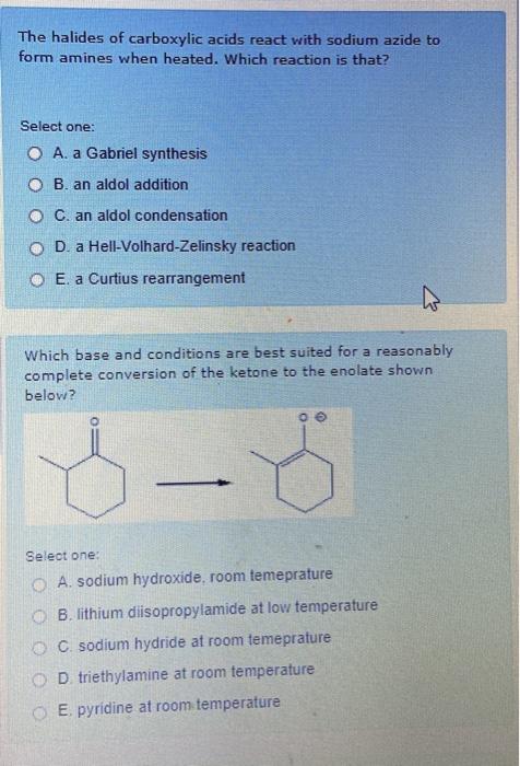 Solved The halides of carboxylic acids react with sodium | Chegg.com