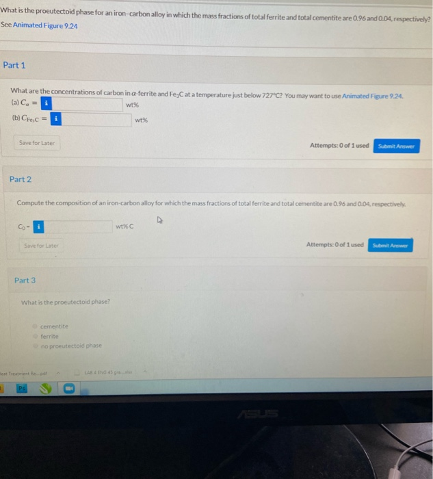 Solved What is the proeutectoid phase for an iron-carbon | Chegg.com