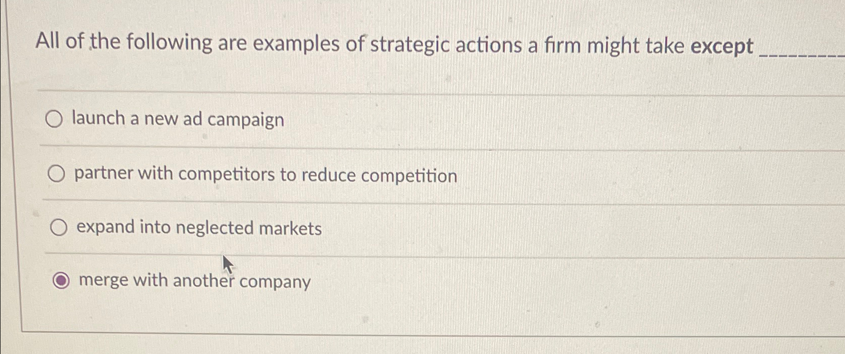 Solved All of the following are examples of strategic | Chegg.com