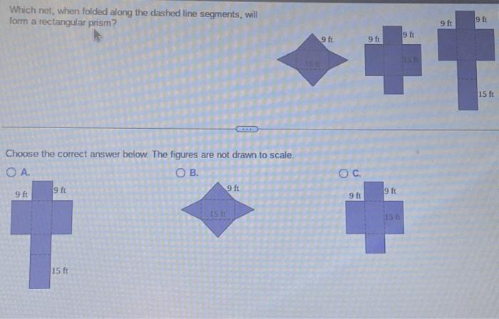 Solved Which net, when folded along the dashed line | Chegg.com