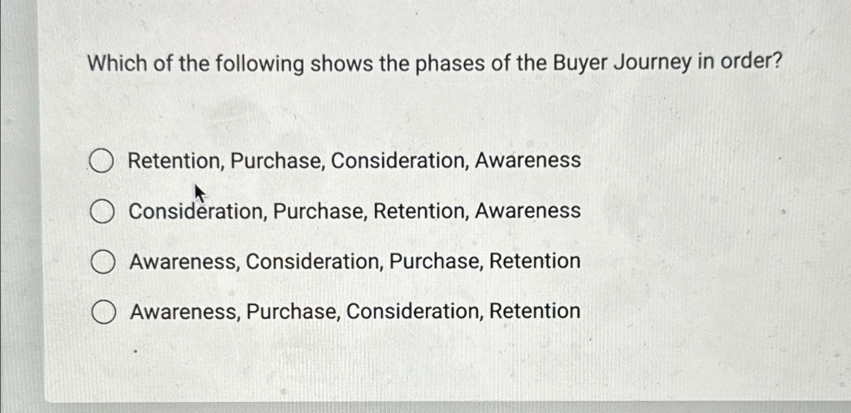 Solved Which of the following shows the phases of the Buyer | Chegg.com