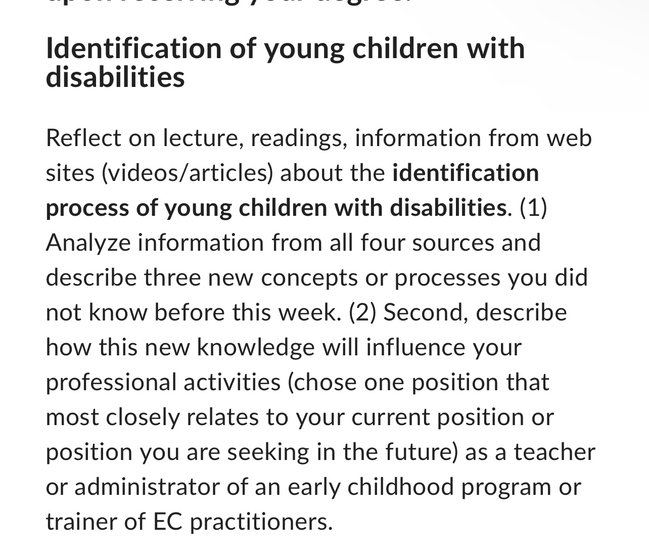 Solved Identification of young children with | Chegg.com
