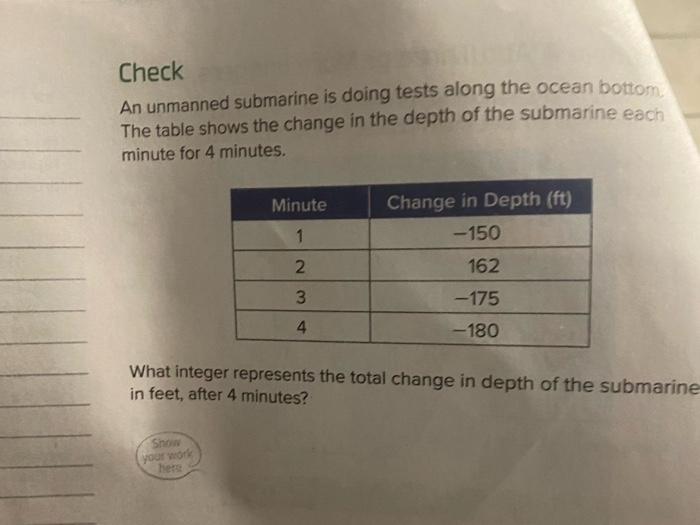 Solved Check An unmanned submarine is doing tests along the | Chegg.com