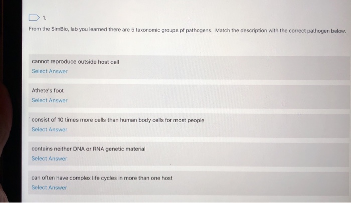Solved D 1 From the SimBio, lab you learned there are 5 | Chegg.com