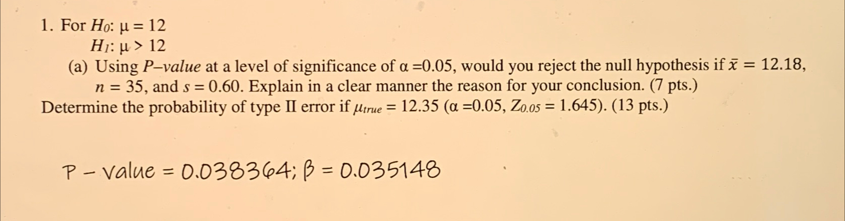 Solved For H0:μ=12H1:μ>12(a) ﻿Using P-value at a level of | Chegg.com
