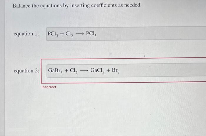 Solved Balance the equations by inserting coefficients as | Chegg.com