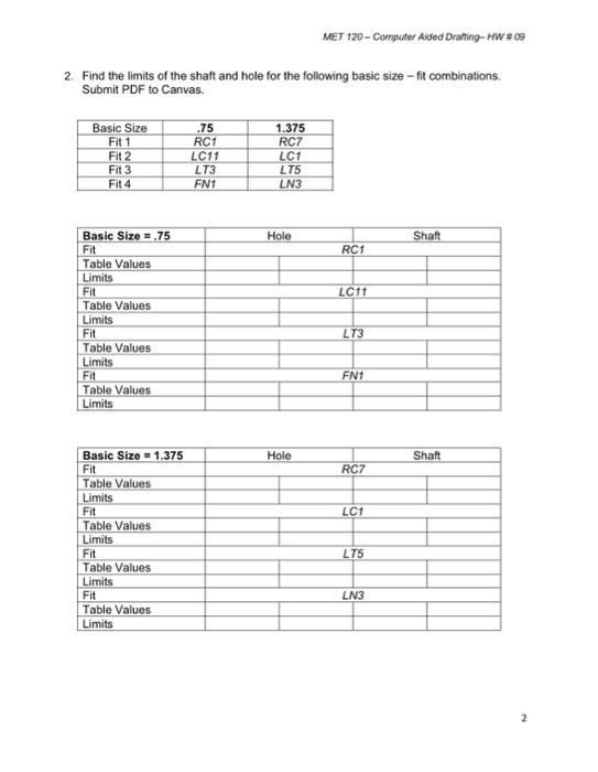 Solved find the limits of the shaft and hole for the | Chegg.com