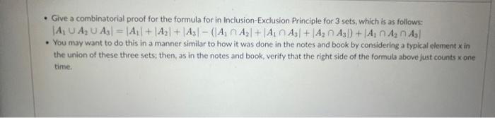 Solved - Give a combinatorial proof for the formula for in | Chegg.com