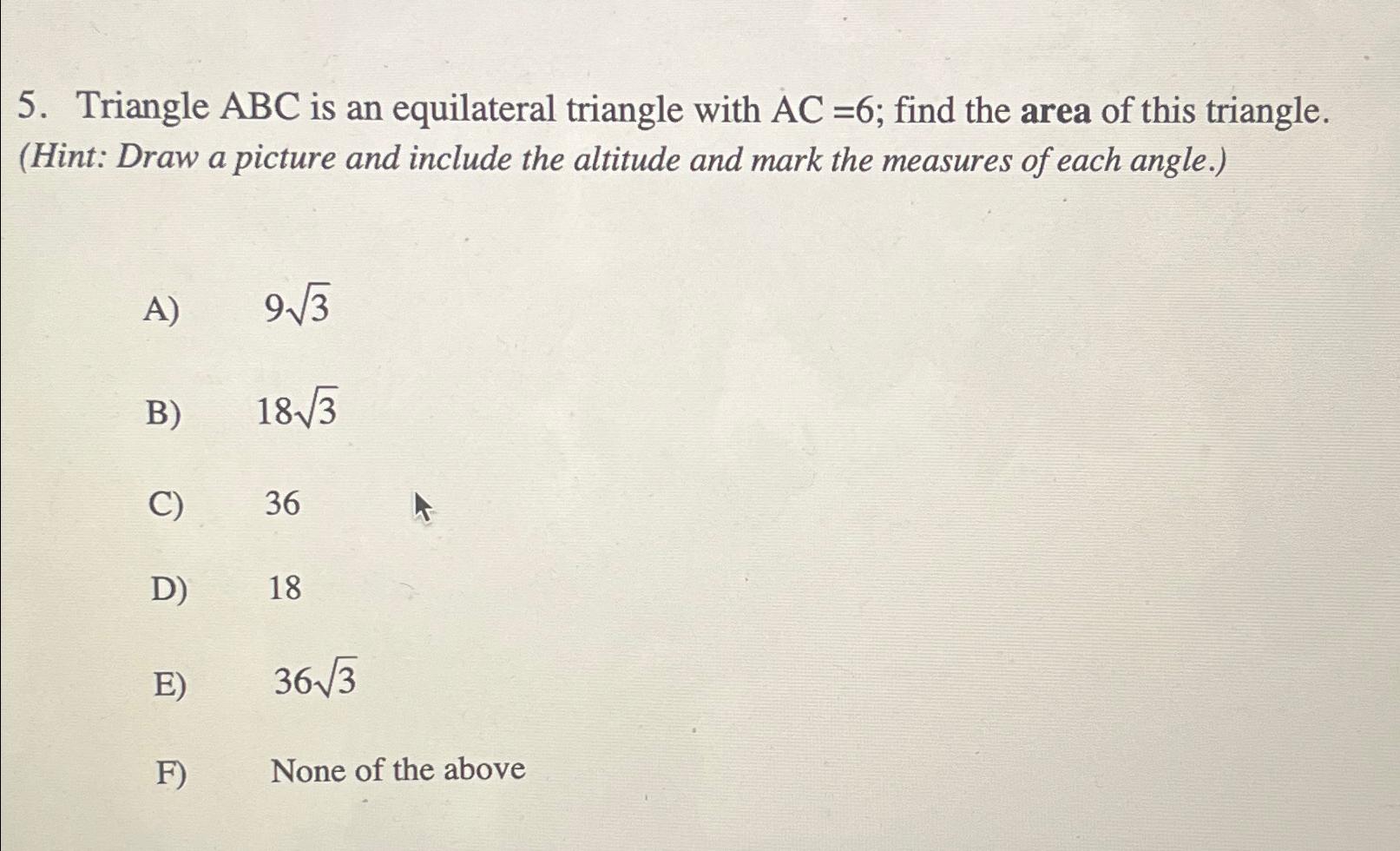 Solved Triangle ABC is an equilateral triangle with AC=6; | Chegg.com