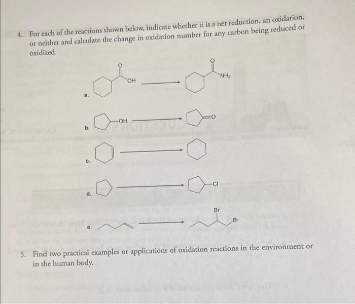 Solved 4. For each of the reactions shown below, indicate | Chegg.com
