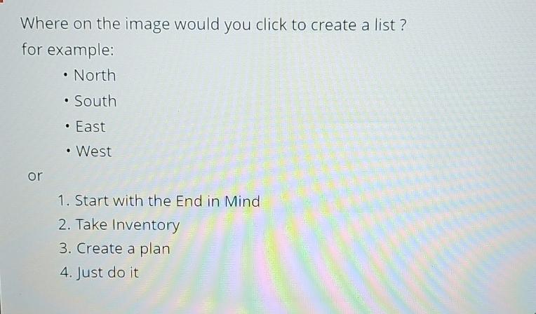 Solved Where on the image would you click to create a list? | Chegg.com
