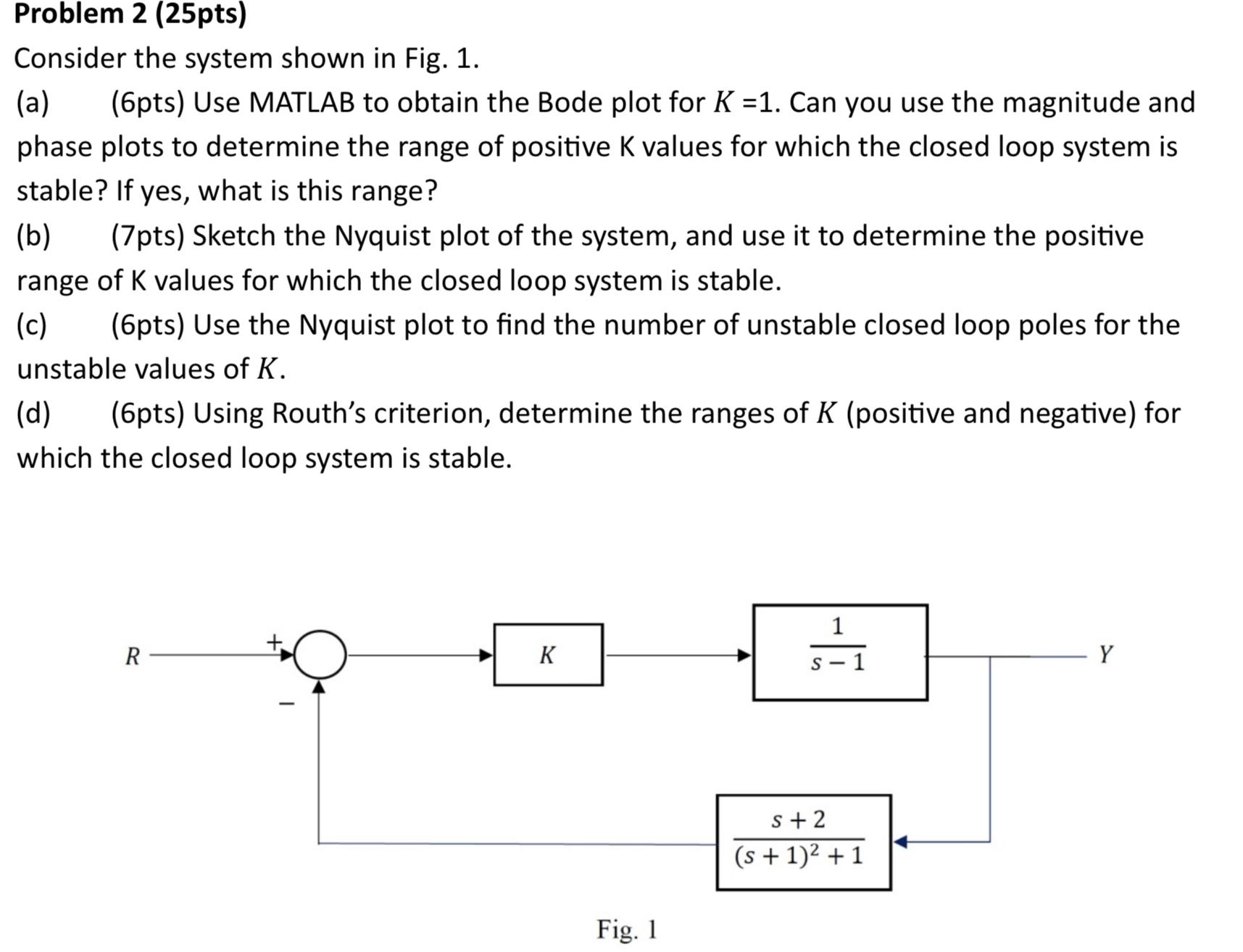 Solved Problem 2 (25pts)Consider the system shown in Fig. | Chegg.com
