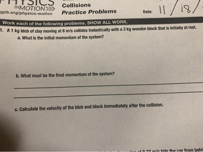 Solved INMOTION>>>>> gpb.org/physics-motion is, Collisions | Chegg.com