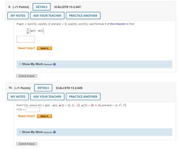 Solved u(t)= sin(7t),cos(5t),t and | Chegg.com