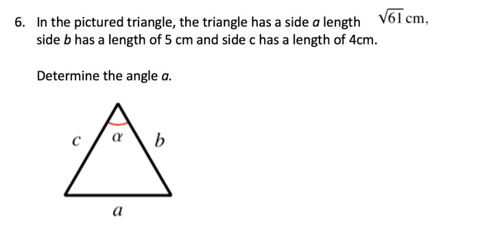 Solved 6. In the pictured triangle, the triangle has a side | Chegg.com